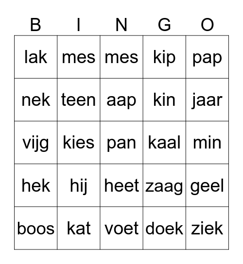 Thema 1 t/m 4 Bingo Card