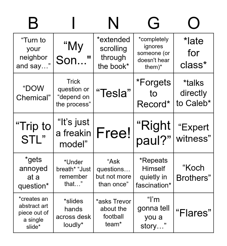 Process Controls Bingo Card