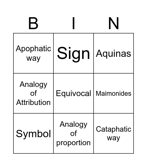 Philosophy Bingo Card