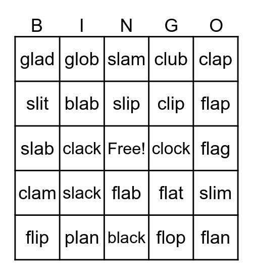 -l blends Bingo Card