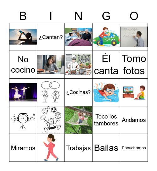 Regular -ar Verbs (Present) Bingo Card