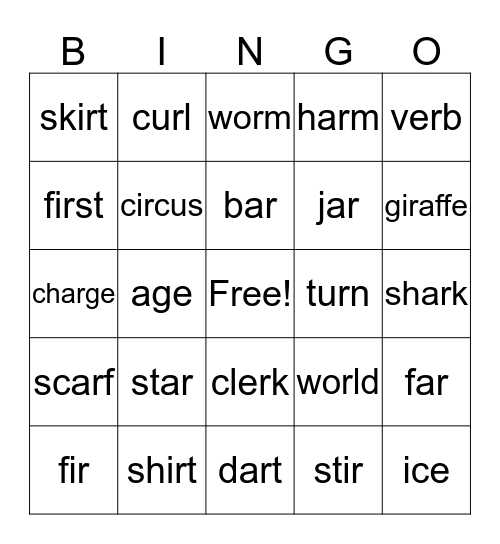 2nd Grade Bingo Card