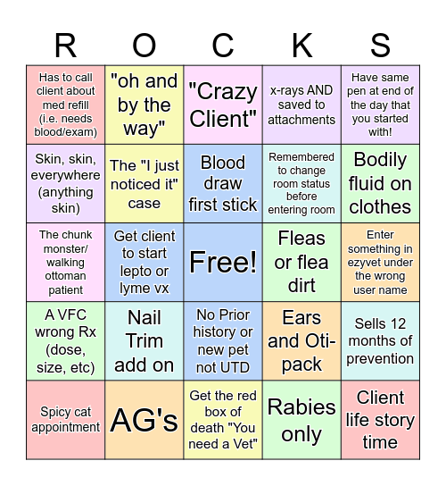 Vet Tech Week Bingo Card