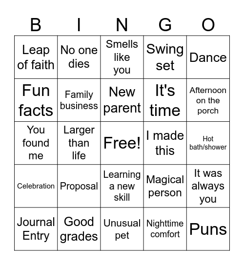 Good Things Happe Bingo Card
