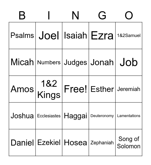 Old Testament Bingo Card