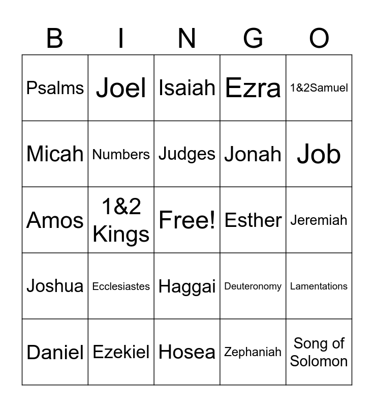 Old Testament Bingo Card