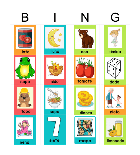 Silabas 2 Bingo Card