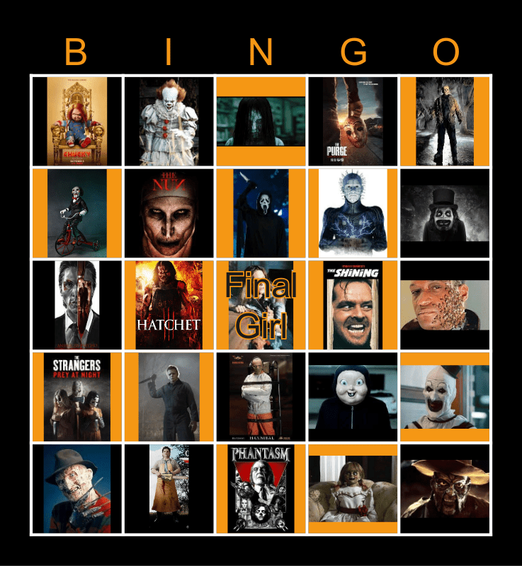 Horror Halloween Bingo Card