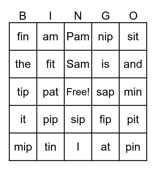 UFLI L10 Real and Nonsense Words Bingo Card