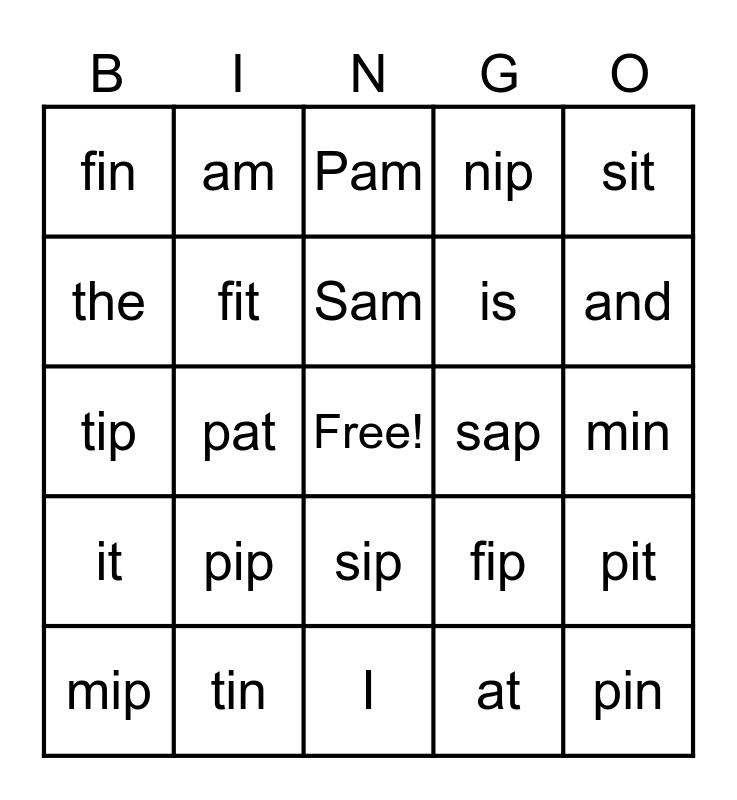 UFLI L10 Real and Nonsense Words Bingo Card