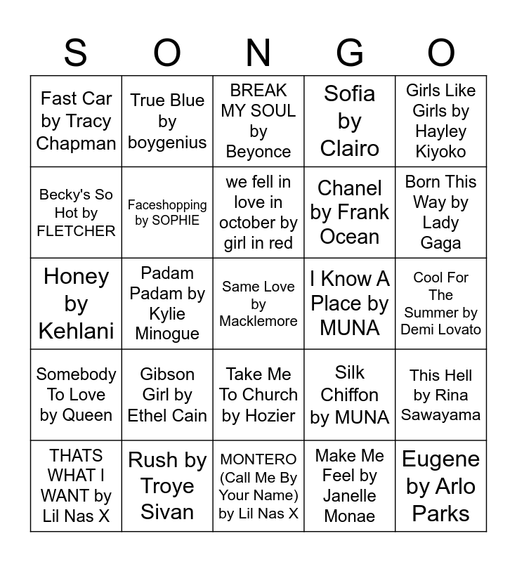 Bi Bingo Card
