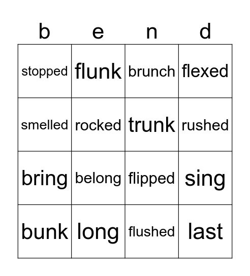 Blends Bingo Card