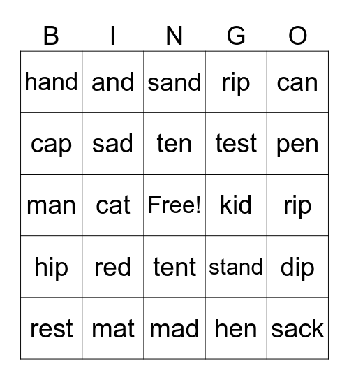 Jolly Phonics - Group 2 Bingo Card