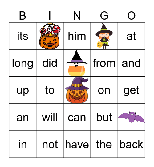 Halloween Sight Word Bingo #2 Bingo Card