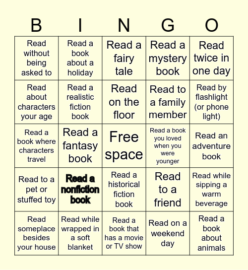 Winter Reading Challenge 4-5 Bingo Card