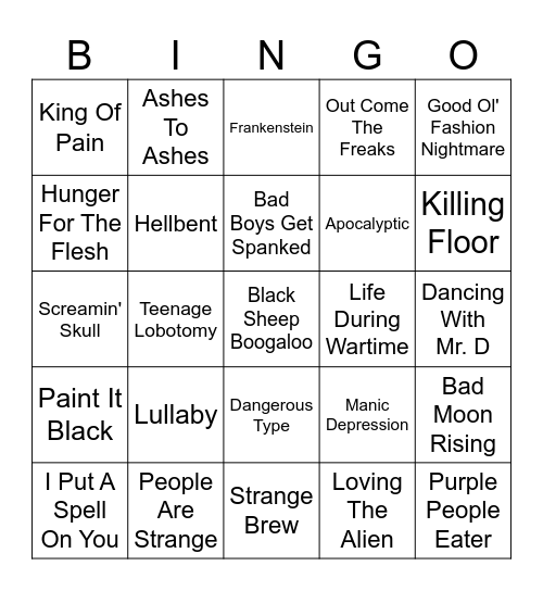 Vinyl Bingo - Spooky Edition Bingo Card
