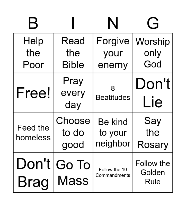 Holy Bingo Card