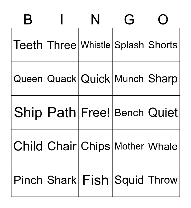 DIGRAPHS! Bingo Card