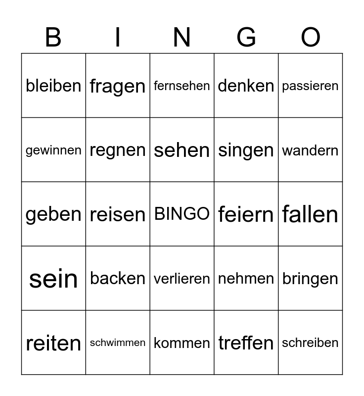 Perfekt Bingo Card