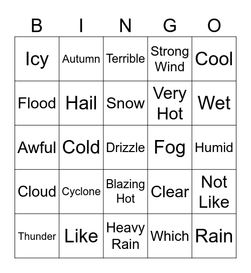 Weather Bingo Card