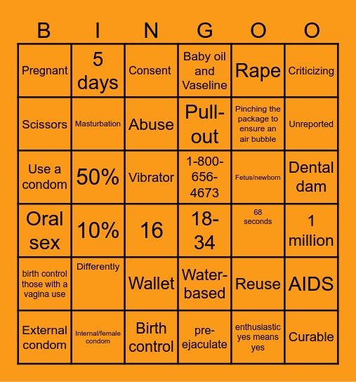 SPOOKY SEX BINGO Card