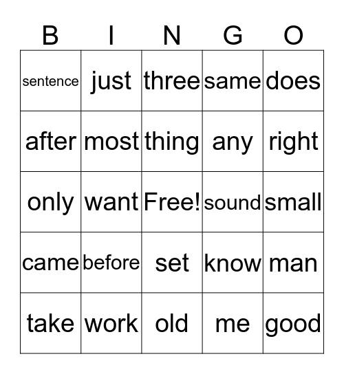 Sight Words 101-150 Bingo Card