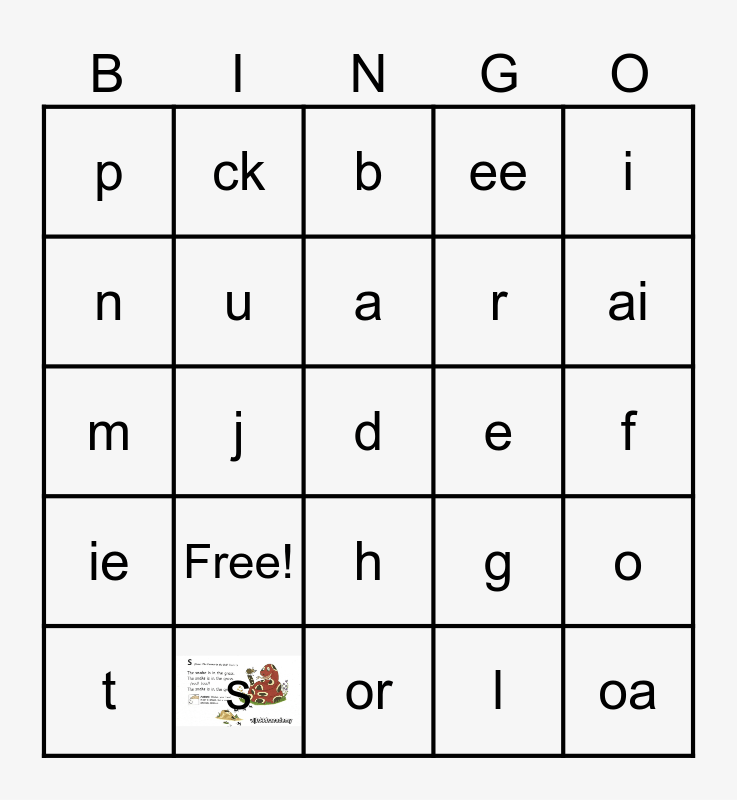 JOLLY PHONICS GROUPS 1-4 Bingo Card