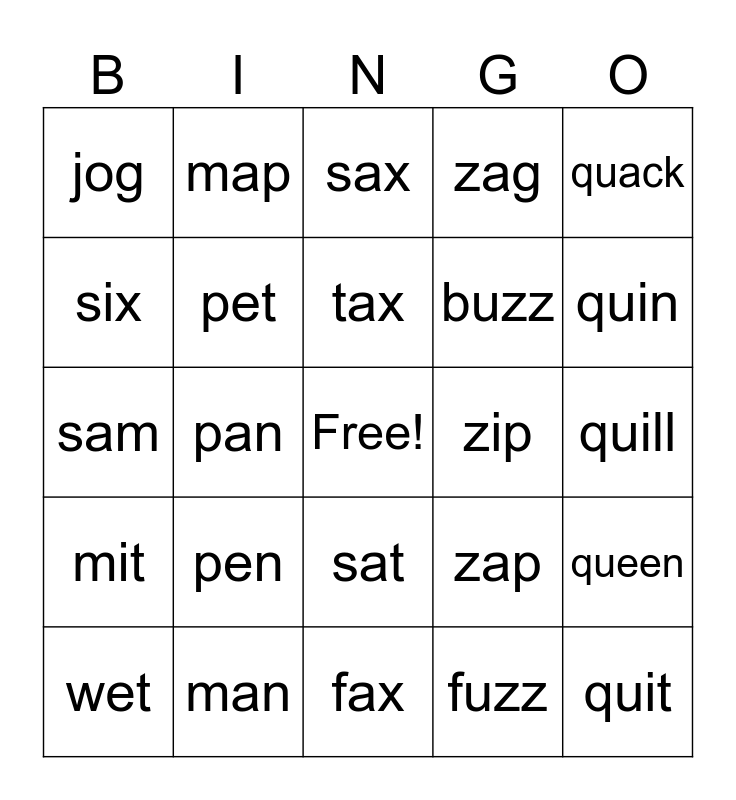 Word Boxes 17-21 Bingo Card