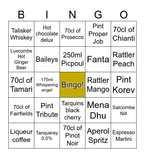 Team incentive bingo game Bingo Card