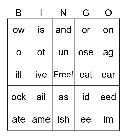 Empower Key Words Bingo Card