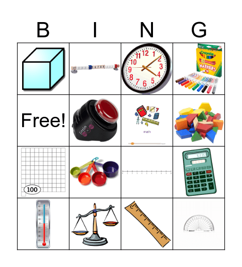 Math Tools Bingo Card