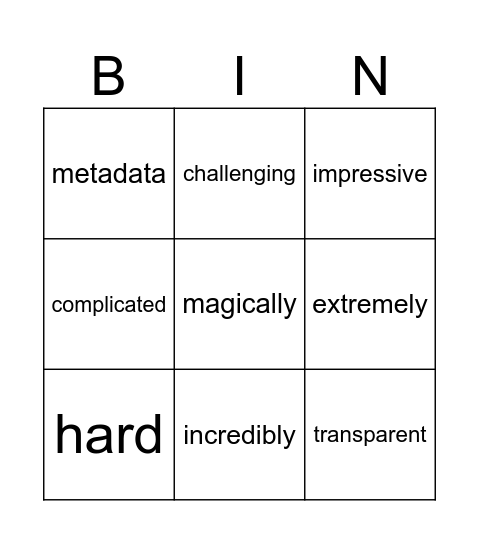 OAS bingo Card