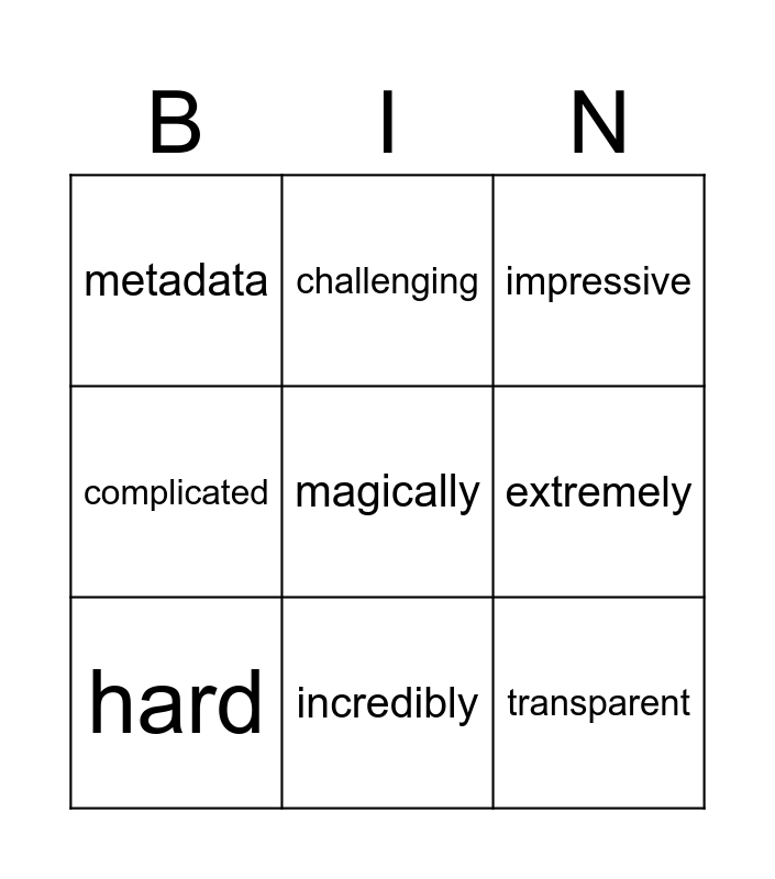 OAS bingo Card