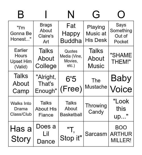 Mr. C. Bingo Card