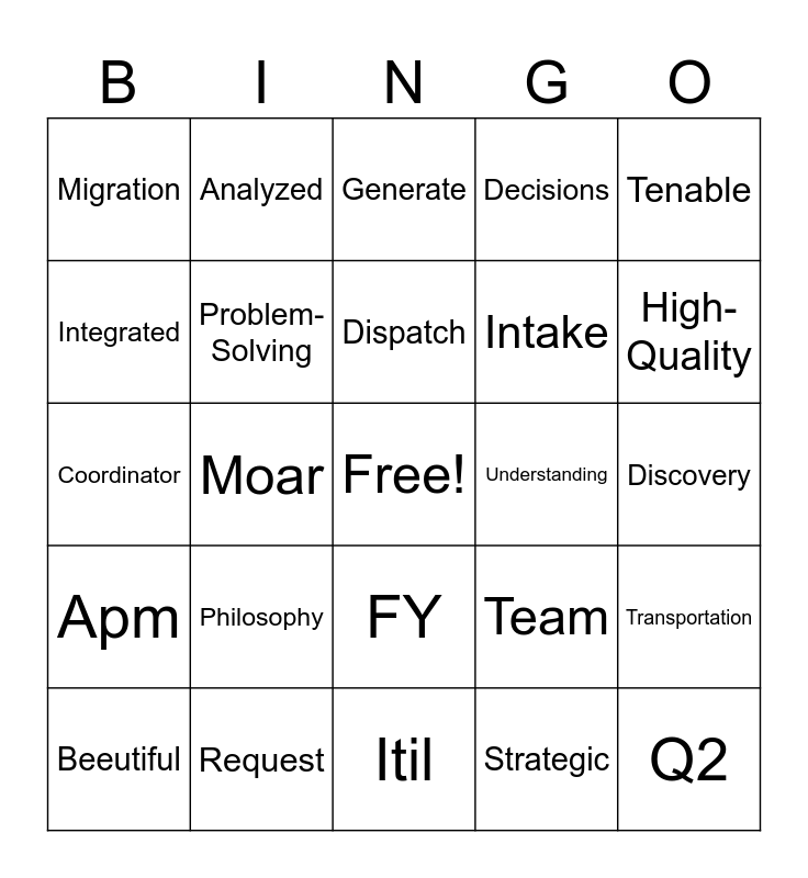 IT Lingo Bingo Card