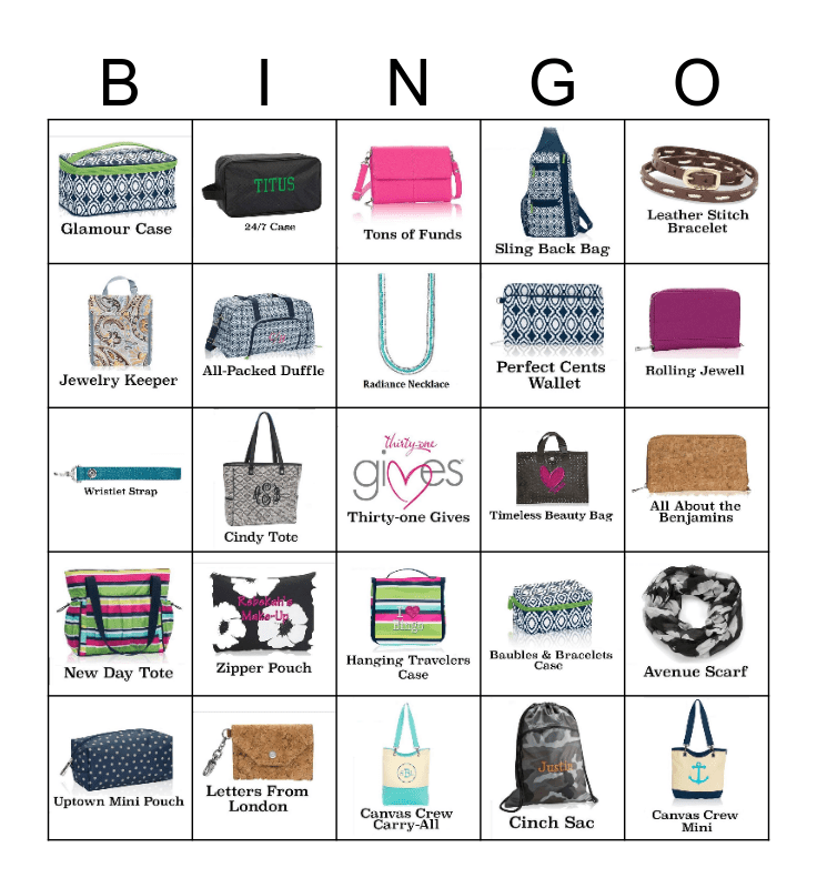 Thirty-One Bingo Card
