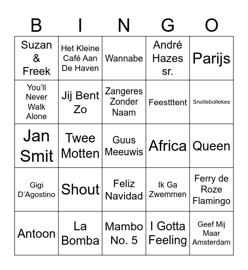 Familieweekend Bingo Card