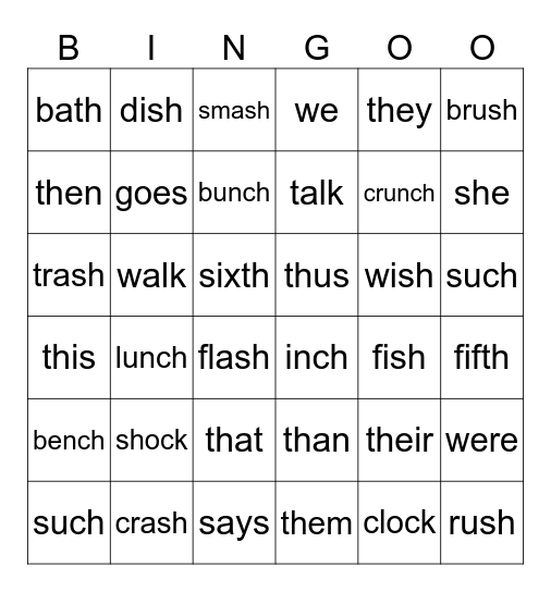 UFLI Lesson 46 & 49 Bingo Card