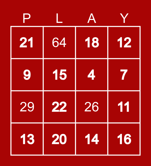 Cardinal TO Ordinal Numbers Bingo Card