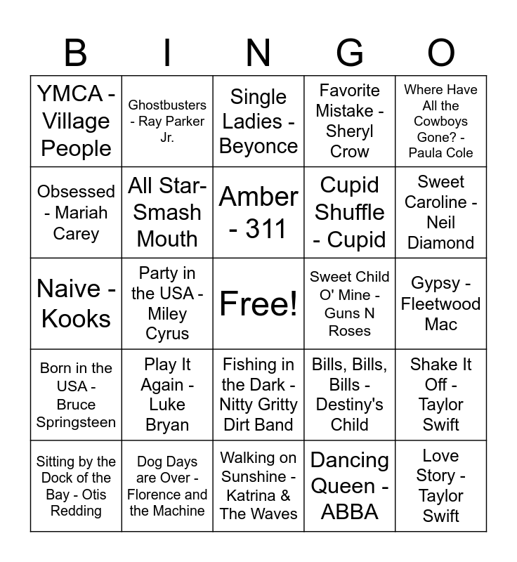 KW Staff Music Bingo Card