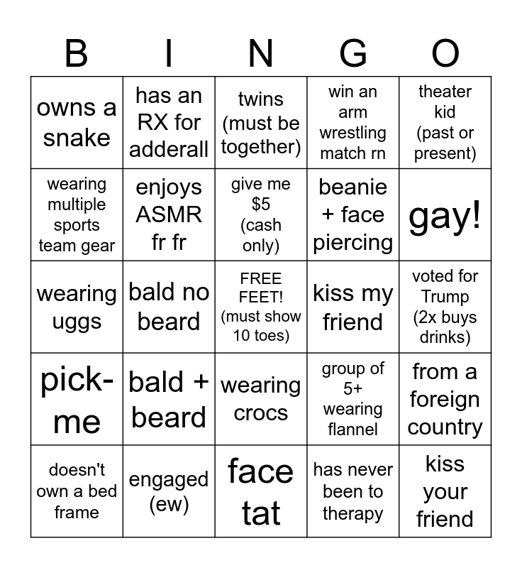 Steph's Unhinged Bingo Card