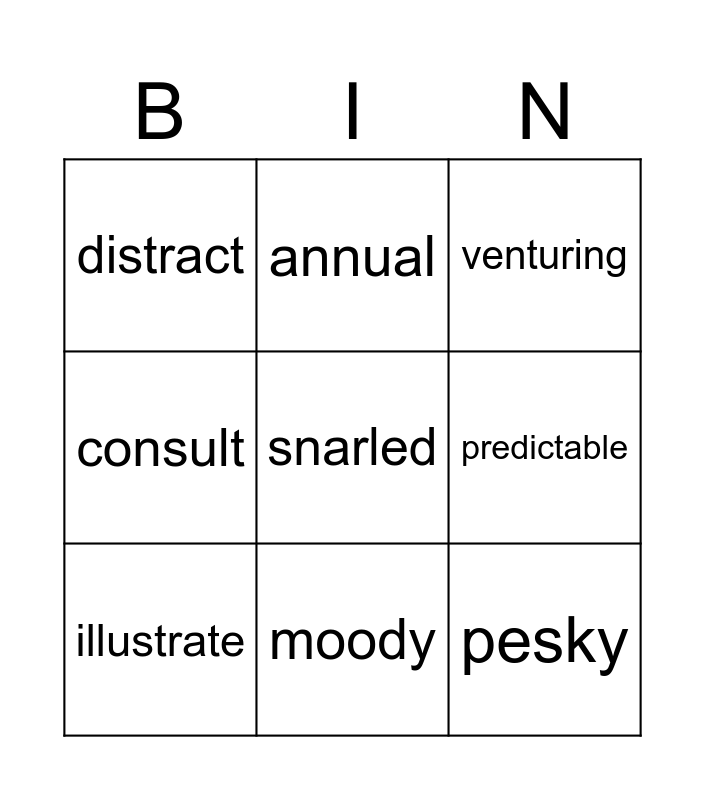 3rd Grade HMH Mod 2 L 14 Vocab Bingo Card