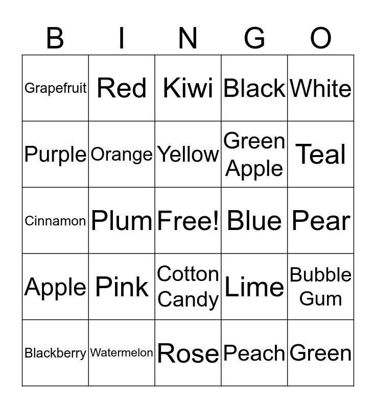 Jelly Bean Bingo Card