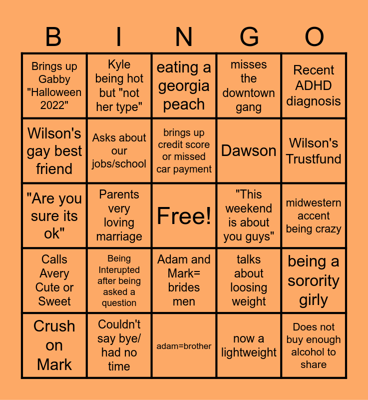 Georgia Bingo Card