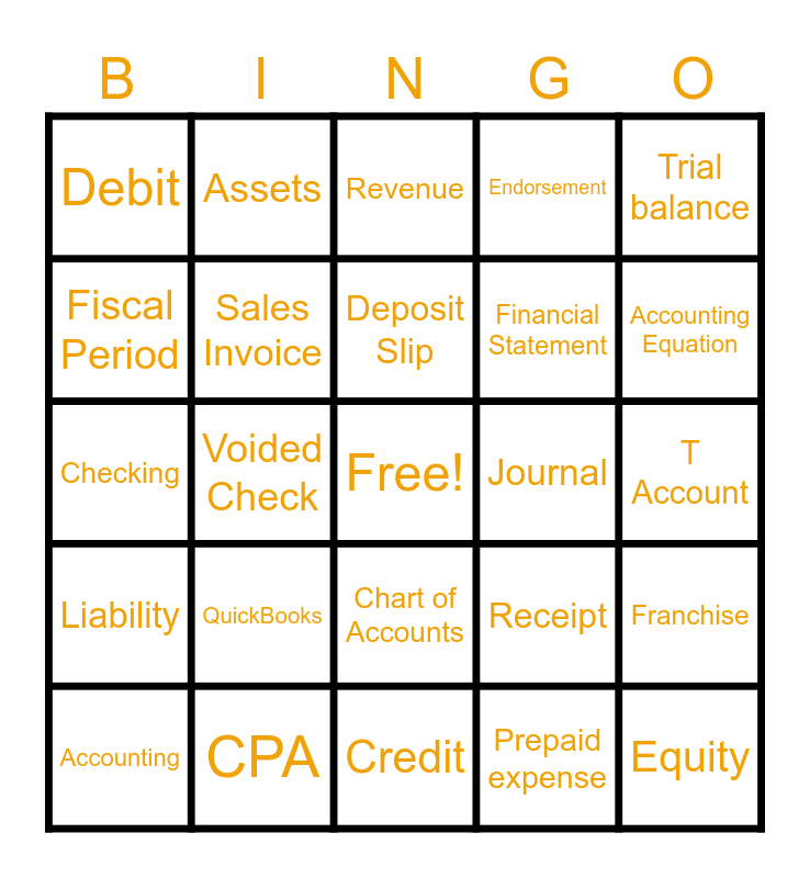 Halloween Accounting Bingo Card