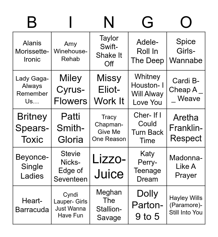 Total Quiz Trivia Presents: Radio Bingo Give It Up For The Ladies Bingo ...