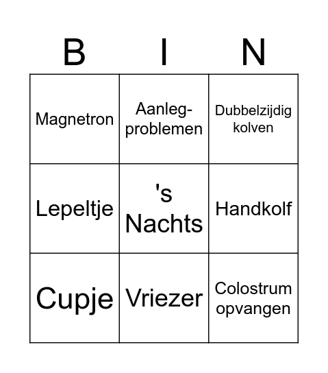 Kolfbingo Card