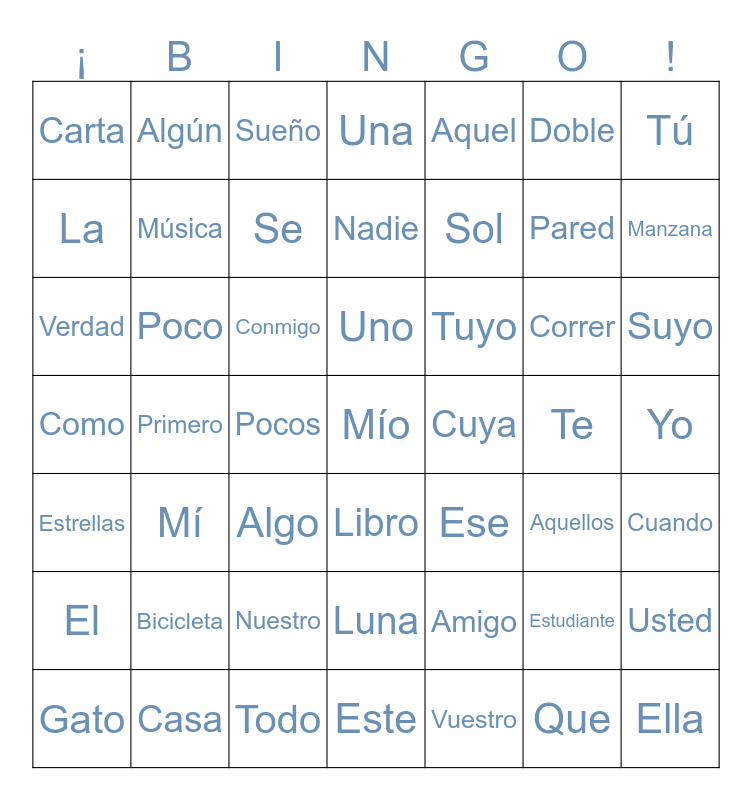 Bingo del lenguaje Bingo Card