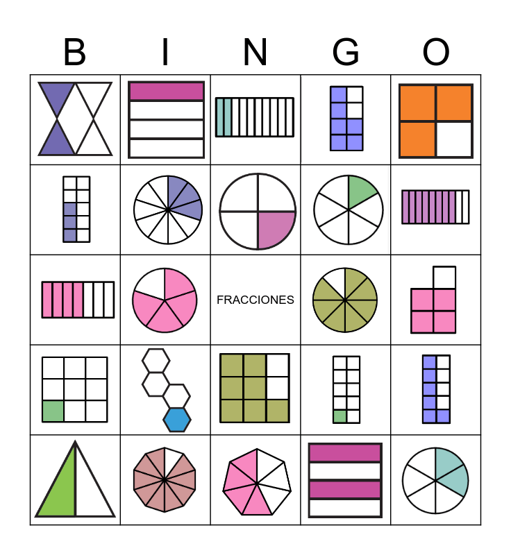 Bingo de las Fracciones Bingo Card