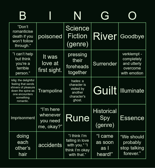 Jackie's Fic Server Bingo Card